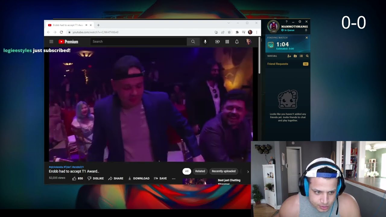Tyler1 reacts to Erobb getting the Best Streamer Reward - YouTube