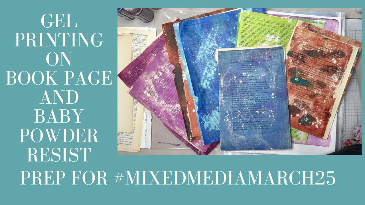 #Mixedmediamarch25 Prep - Gel Printing on Book page - YouTube