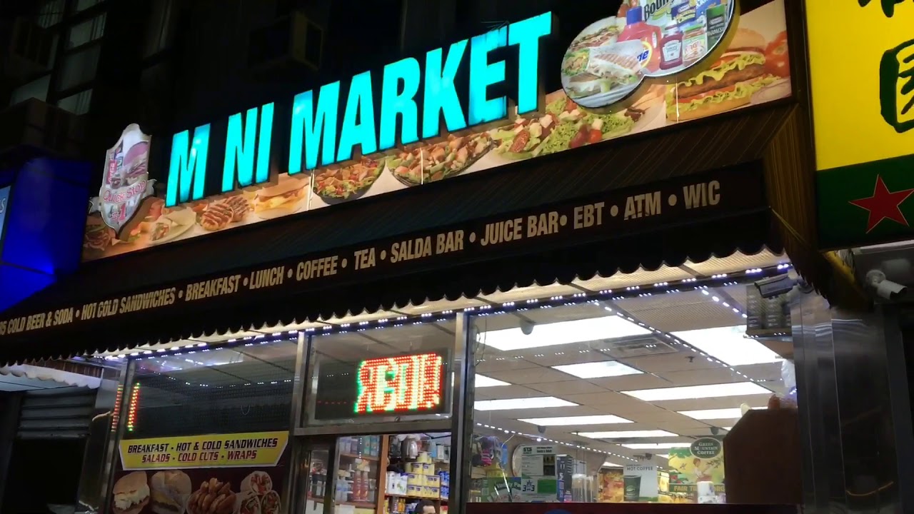 Bodega Lights “M ni Market” nyc Bx scrolling Lights flashers - YouTube