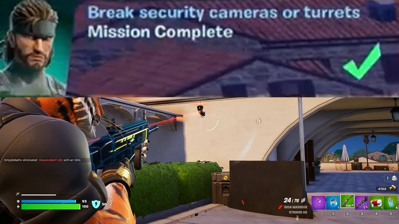 Break security cameras or turrets Fortnite - YouTube