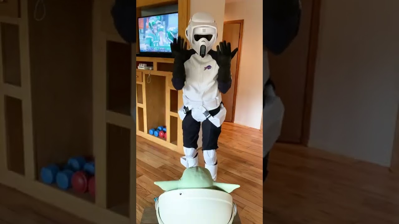 Trooper Mom Teaches Grogu to Cheer for The Buffalo Bills - YouTube