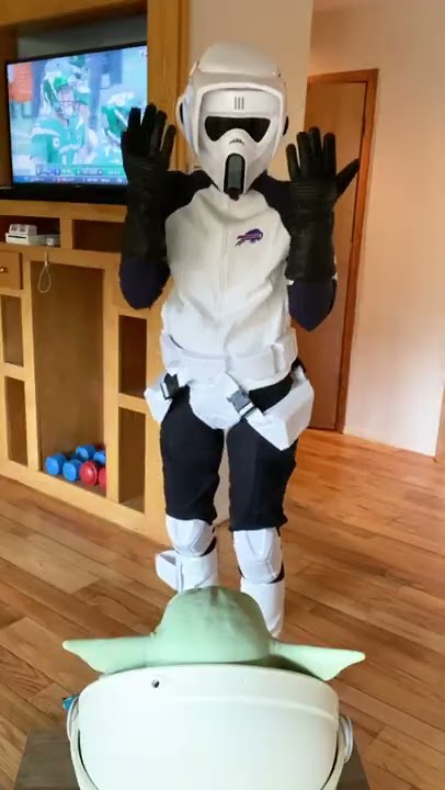 Trooper Mom Teaches Grogu to Cheer for The Buffalo Bills - YouTube