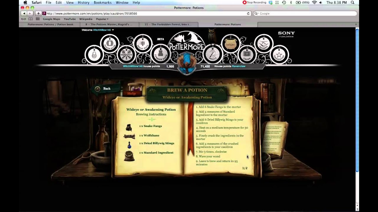 Willow's Pottermore Potions Tutorial: Wideye or Awakening Potion - YouTube