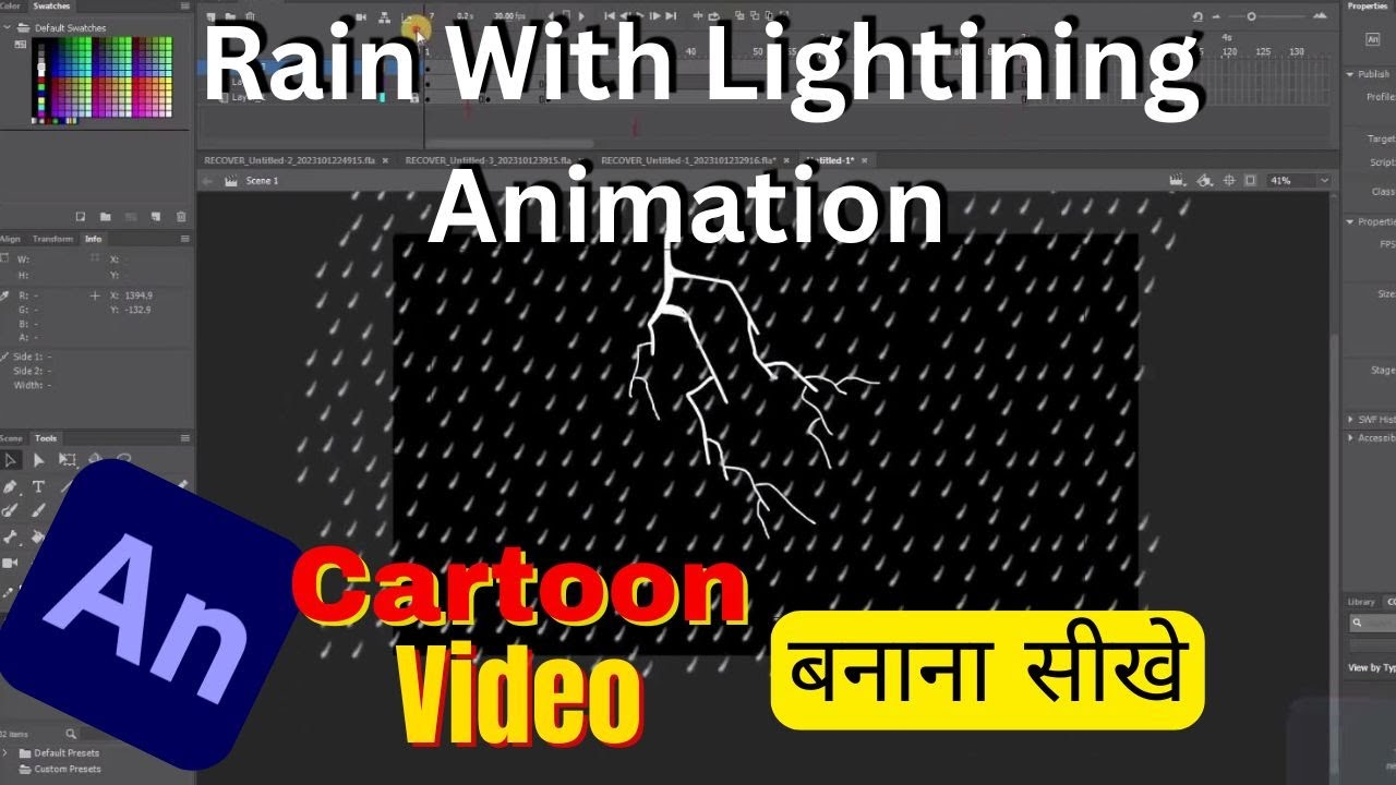 Rain With Lightining Animation | How to Make Cartoon Video | 2D ...