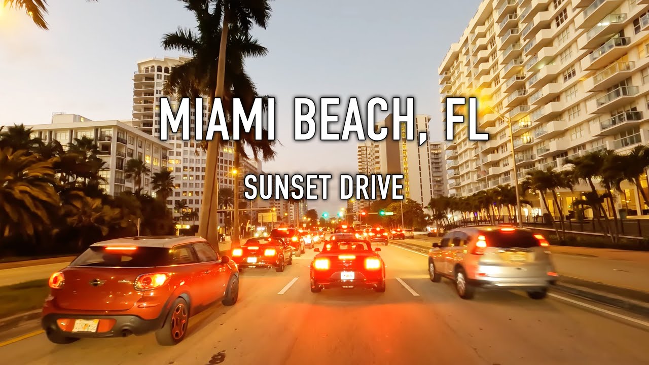 Miami Beach Sunset Drive in 4K - YouTube