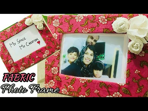 How to make a photo frame covered with fabric/DIY- Card board photo ...