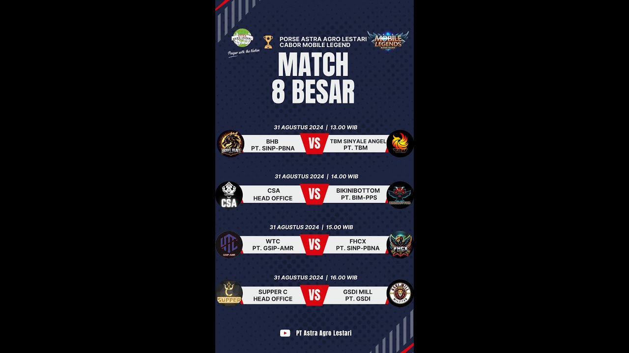 Mobile Legend Match 8 Besar - Porse Astra Agro Lestari - YouTube