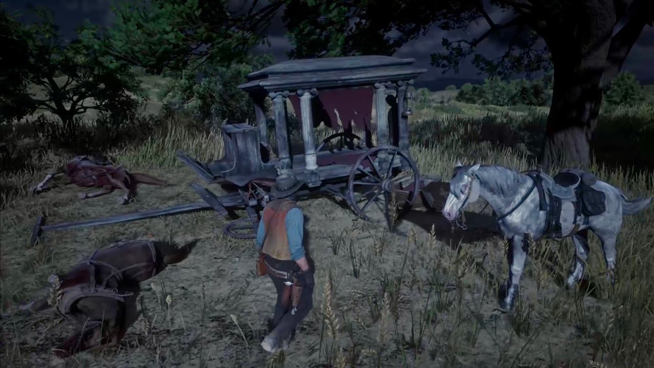 Carriage With a Hanged Man Behind Macfarlane’s Ranch | Red Dead ...