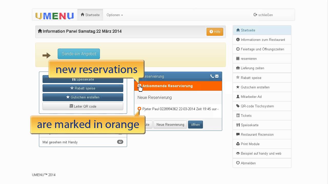 UMENU Manual 04 6 New reservations - YouTube