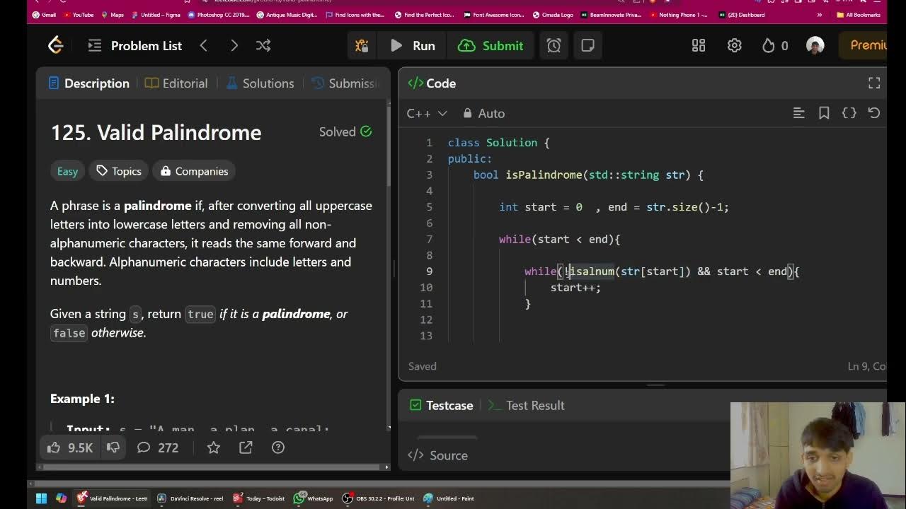 125 Valid Palindrome Leetcode Two Ponters Youtube