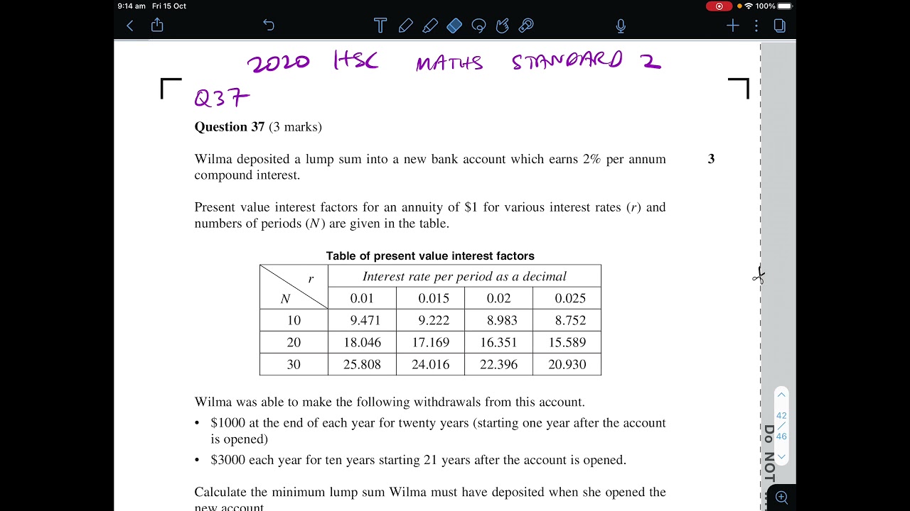 Mathematics Standard 2 - HSC Exam 2020 - Question 37 - YouTube