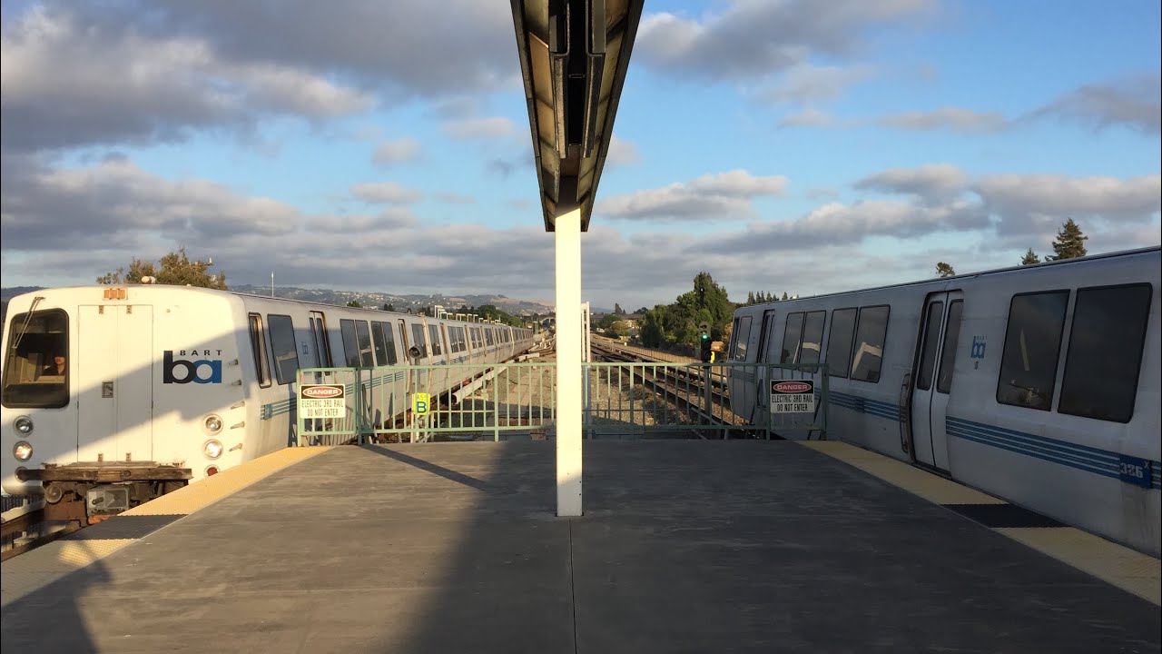 Bay Area Rapid Transit HD 60fps: Late Evening Trains @ Bay Fair Station ...