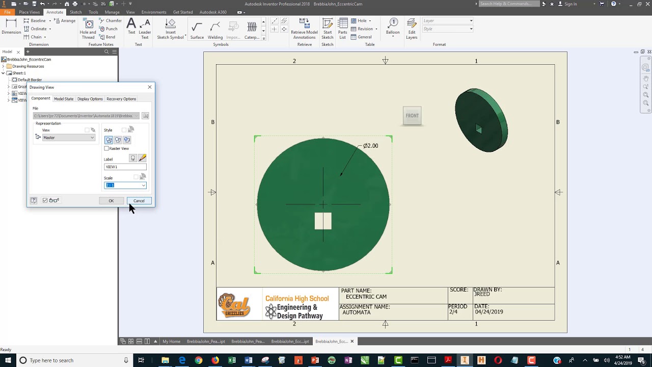 ECCENTRIC CAM DIMENSIONED DRAWING - YouTube