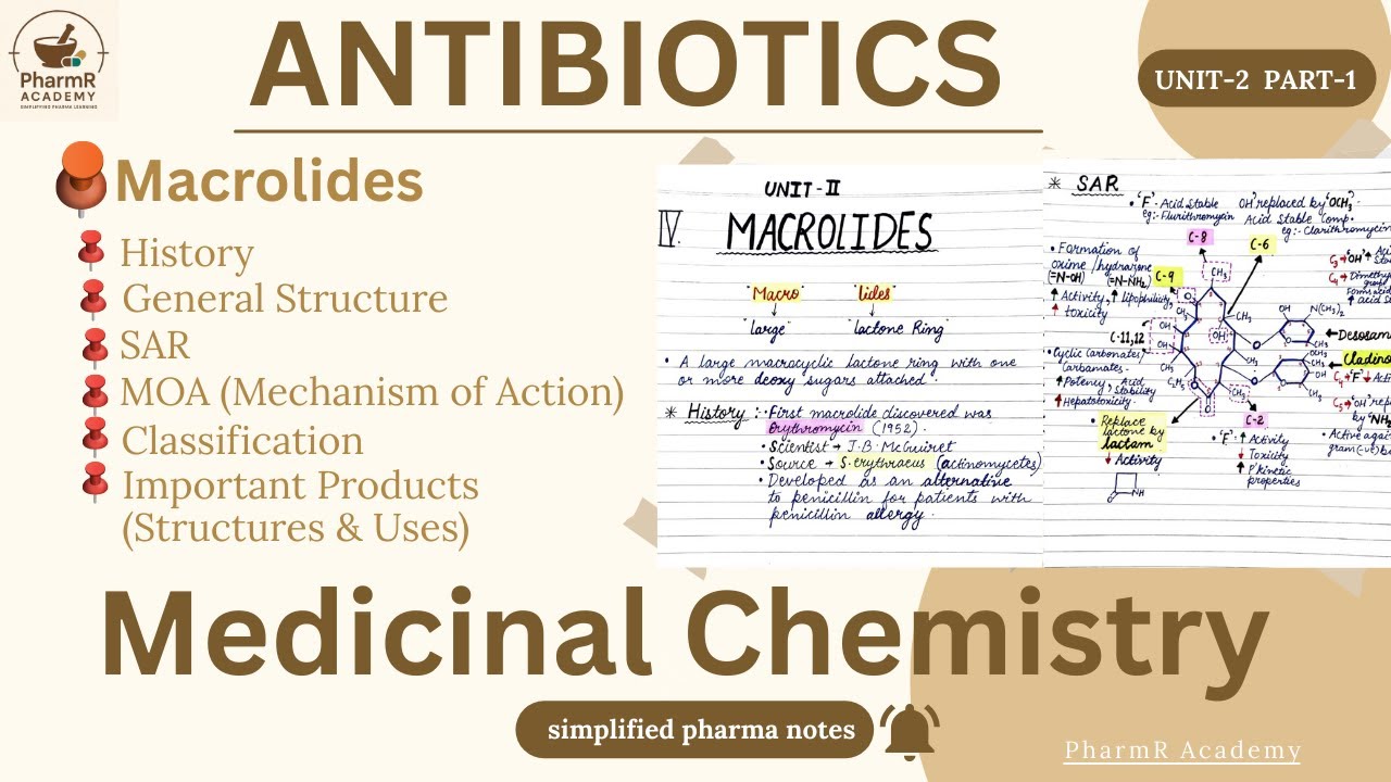 Macrolides || Antibiotics || Medicinal Chemistry-3rd || Unit-2, Part-1 ...