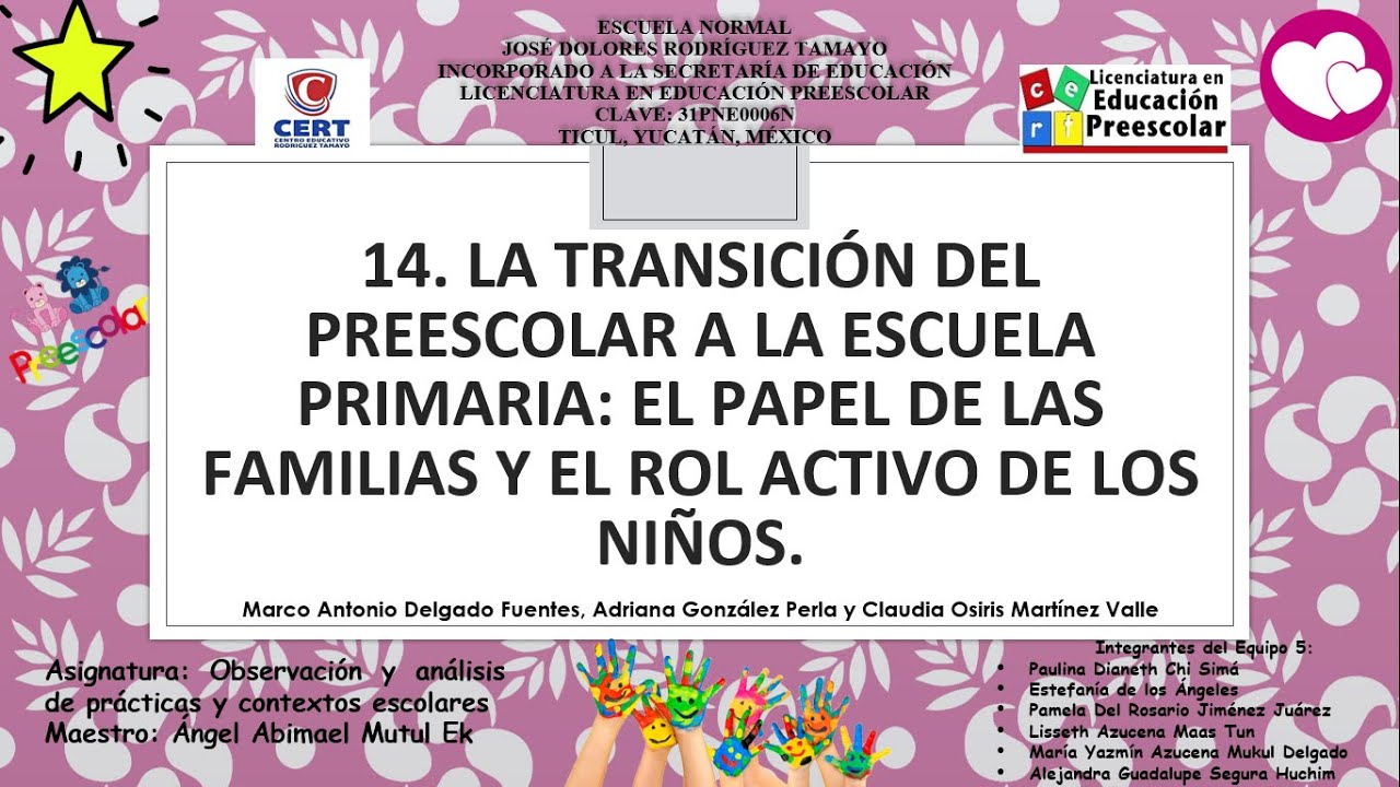 La transición del preescolar a la primaria: El papel de las familias y ...