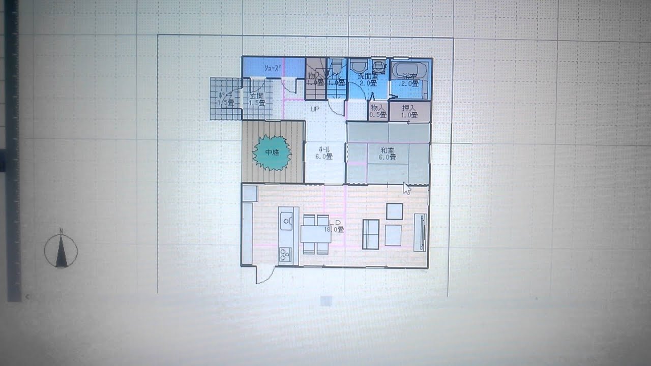 38坪5LDK中庭のある家の間取り - YouTube