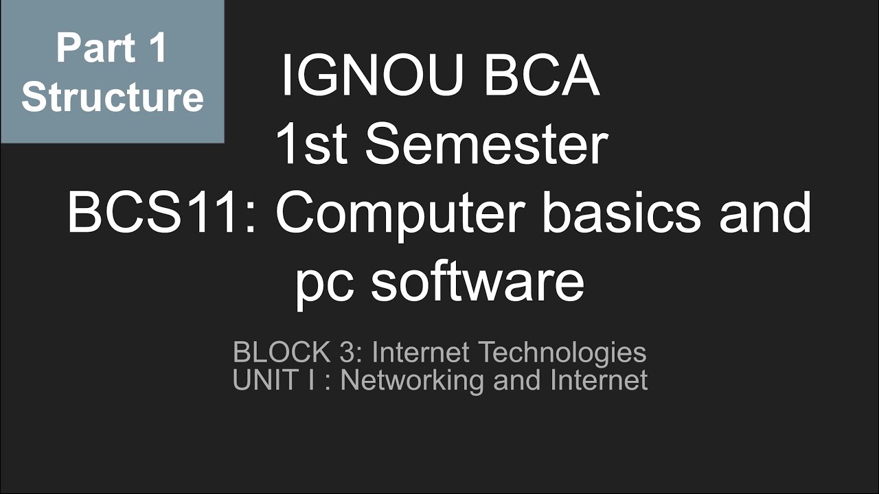 Networking and Internet: IGNOU BCA 1st Semester - Part 1 | Computer ...