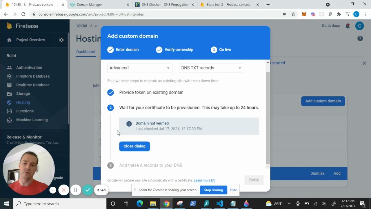 Firebase Hosting custom domain configuration with GoDaddy DNS - YouTube
