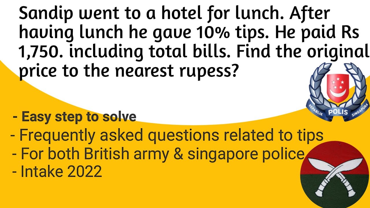 Profit & loss/ British Army & singapore police math model question ...