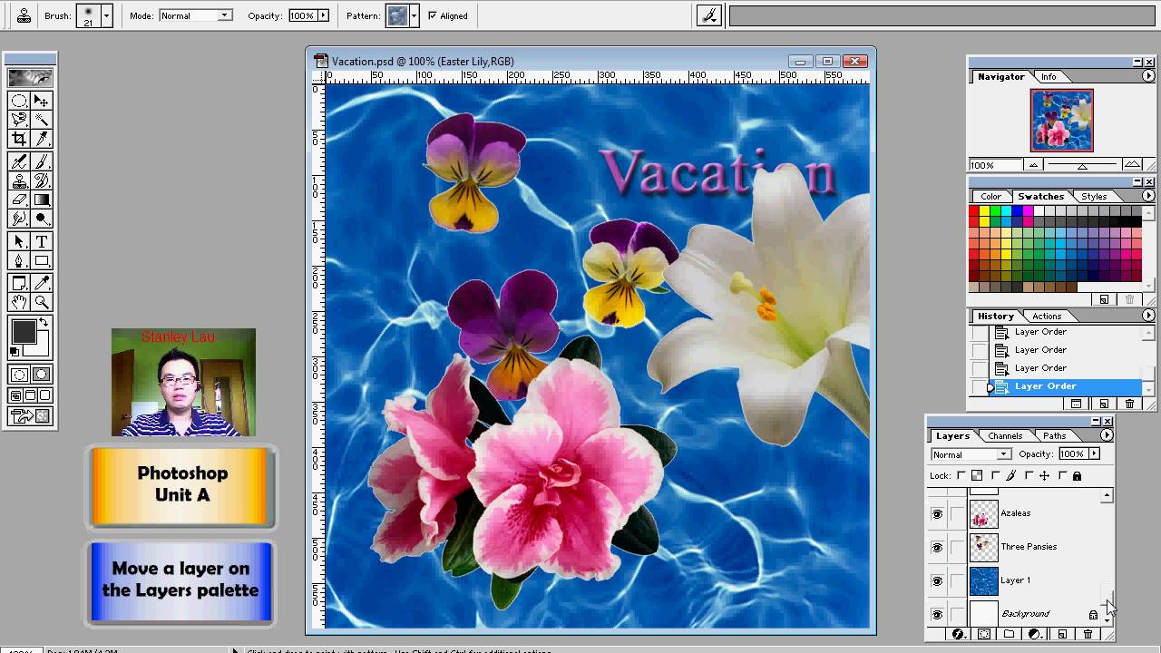 Photoshop Unit A 7 Move a layer on the Layers palette - YouTube
