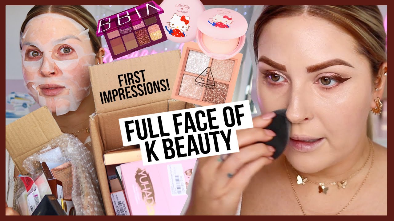 full face of k beauty FIRST IMPRESSIONS 🇰🇷 korean makeup! - YouTube