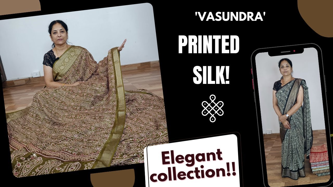 'Vasundra' Printed Silk with Jacquard border | Madras Sarees | Free ...