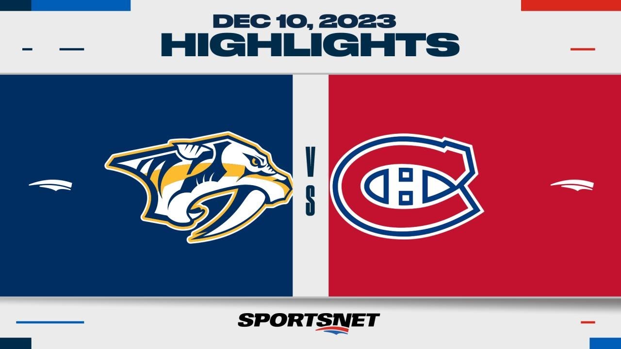 NHL Highlights | Predators vs. Canadiens - December 10, 2023 - YouTube