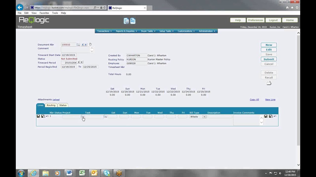 Reqlogic Timecard Entry - YouTube