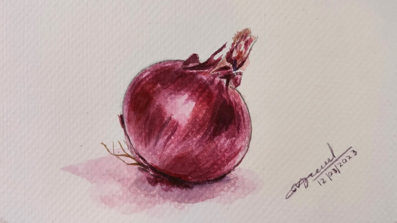 onion painting | water colour painting of onion - YouTube