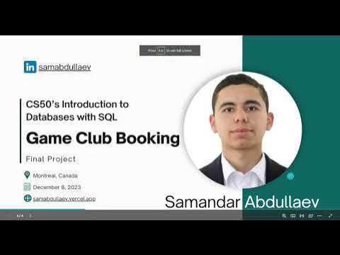 Samandar Abdullaev's Final Project for CS50's Introduction to Databases with SQL - YouTube