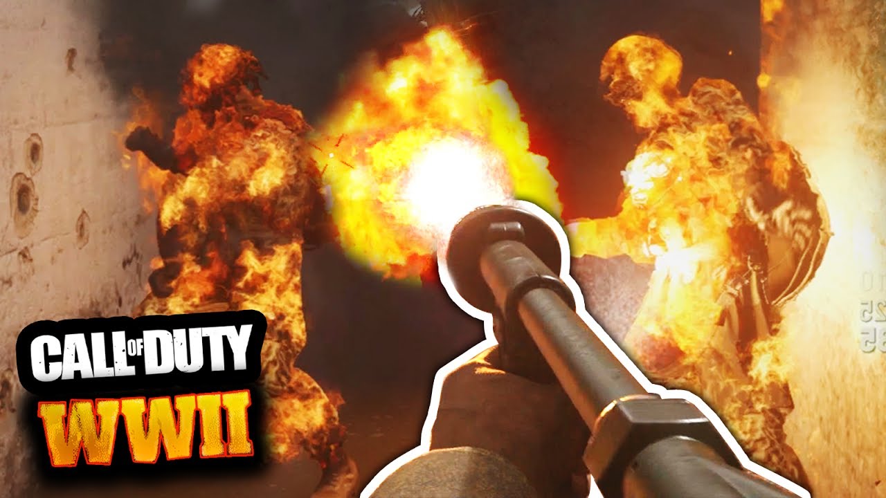 EXCLUSIVE COD WW2 GAMEPLAY: FLAMETHROWER KILLSTREAK, SHOTGUNS, MP40 ...