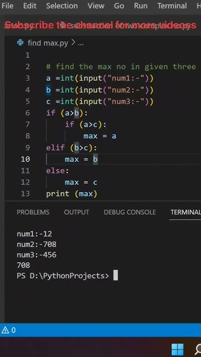 How To Find Greatest Number In Given Three Number Using Python Pythonif And Else Code