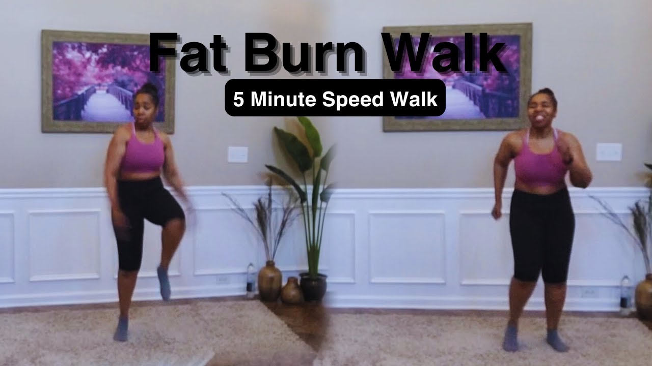 5 MIN Fat Burn Walking workout at HOME (all levels friendly) - YouTube