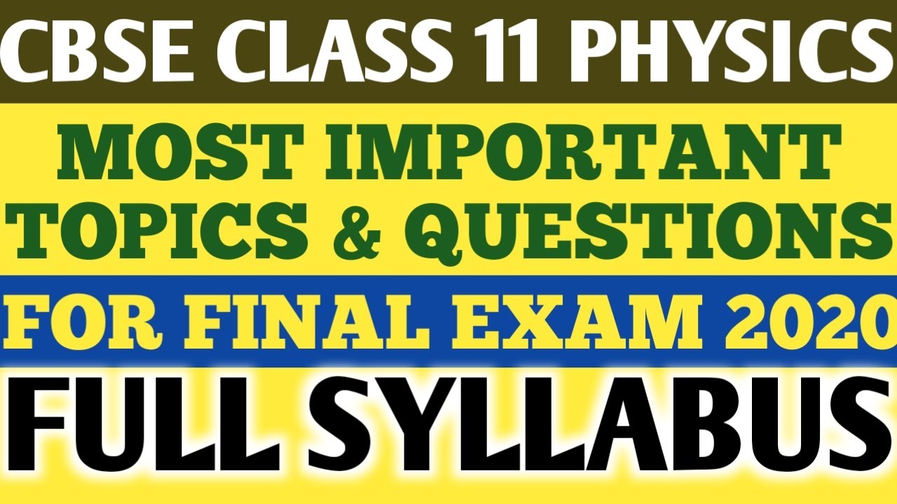 Class 11 Physics Most Important Questions and Topics (NCERT) - YouTube