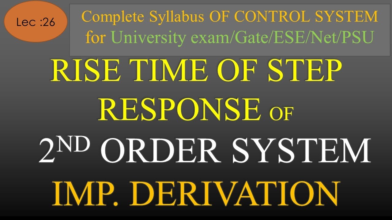 Lec-26 Rise Time of 2nd order system | Derivation | Control System | R ...