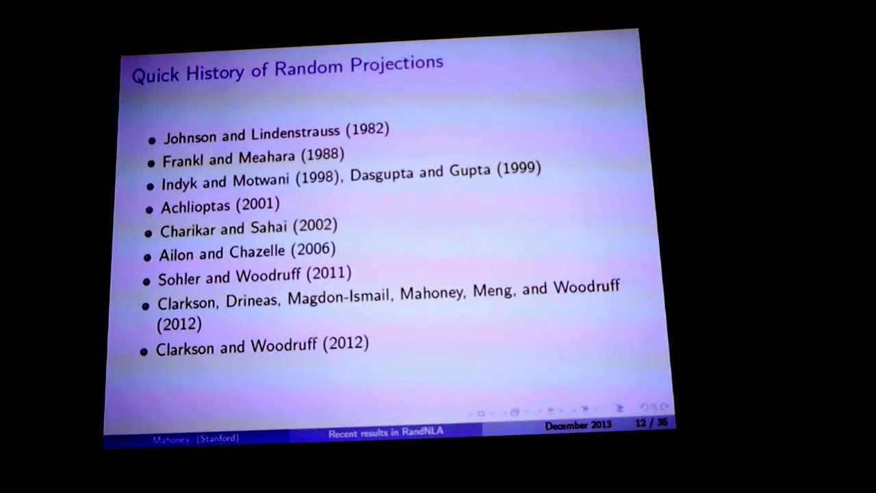 NIPS Randomized Algorithms - Michael Mahoney: Randomized Numerical Linear Algebra - YouTube