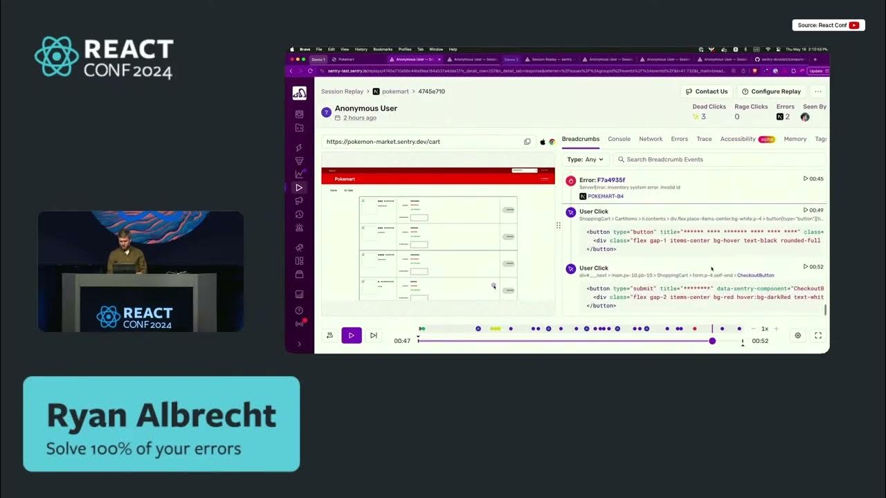 Solve 100% of your errors by Ryan Albrecht from Sentry | React Conf 2024 Day 2 - YouTube