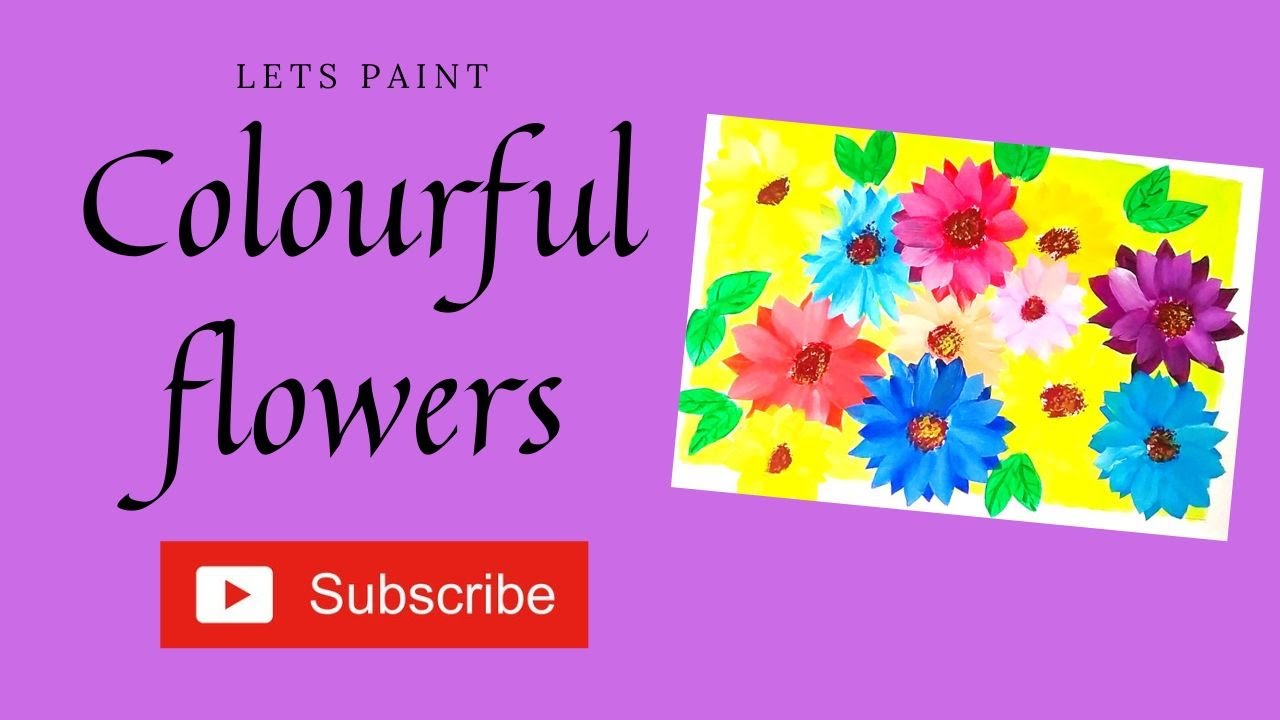 ?colourful Flowers Painting Using Mob Brush \\Acrylic Flowers Using Mob ...