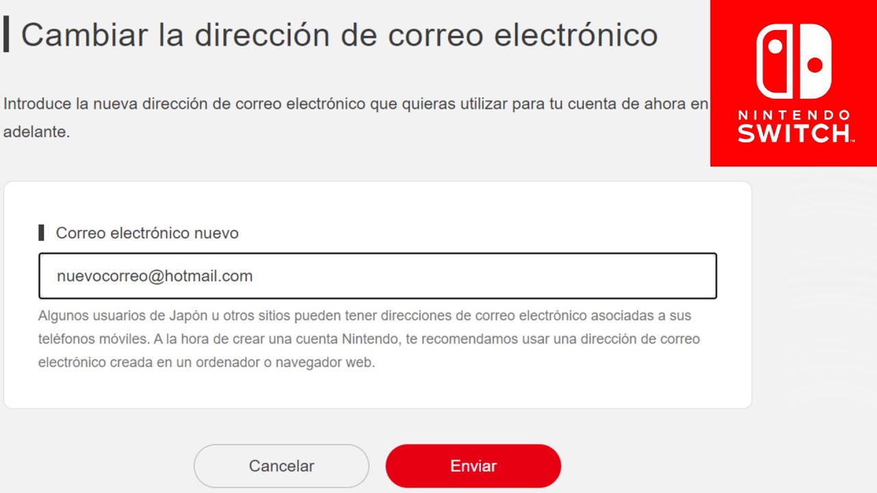 🔒 Como CAMBIAR el CORREO ELECTRONICO de NINTENDO SWITCH 🔑 - YouTube