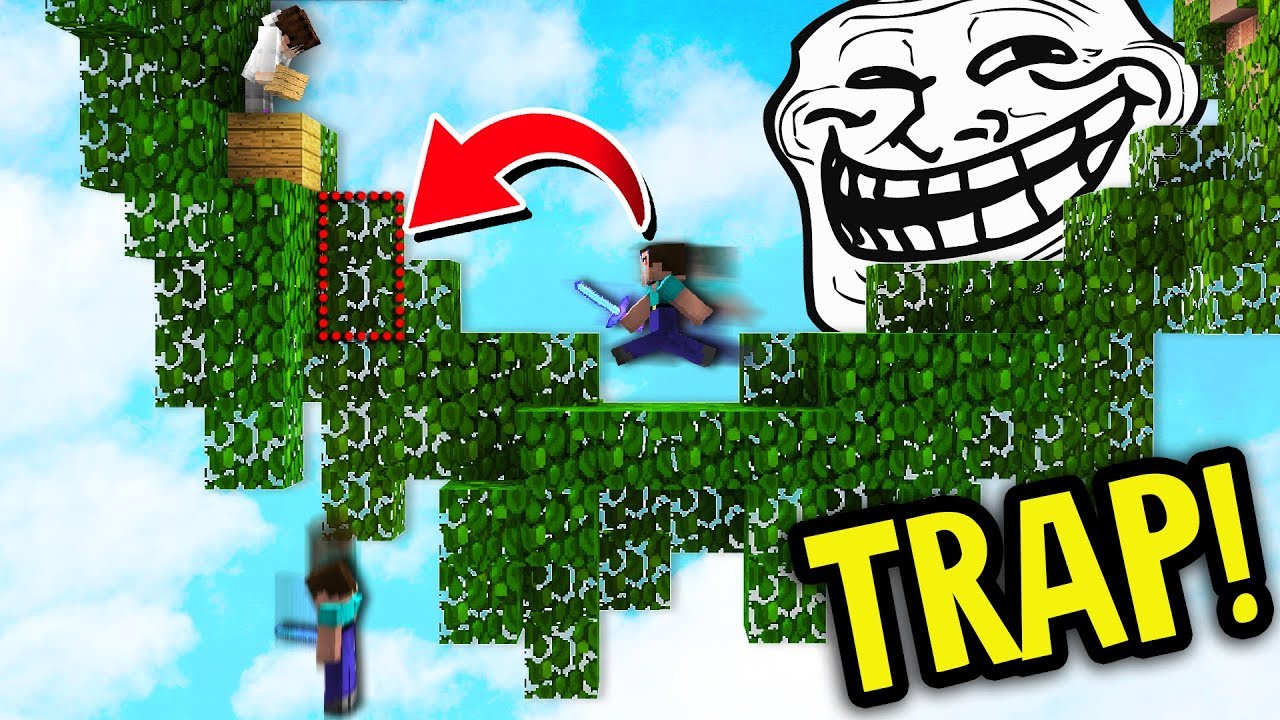 THIS FALL TRAP IS TOO GOOD! (Minecraft Skywars Trolling) - YouTube