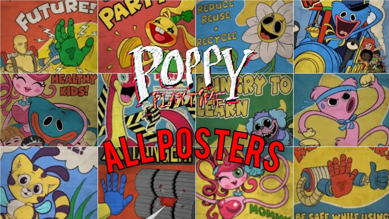 Poppy Playtime : ALL POSTERS IN CHAPTER 1,2 - YouTube