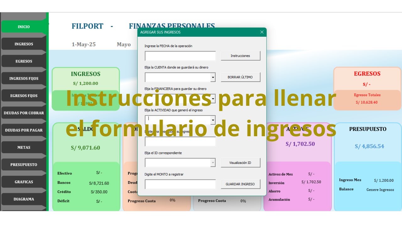 Llenado de formulario Ingresos FILPORT Finanzas-Personales - YouTube