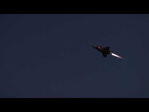Gripens takeoff at sunset. - YouTube