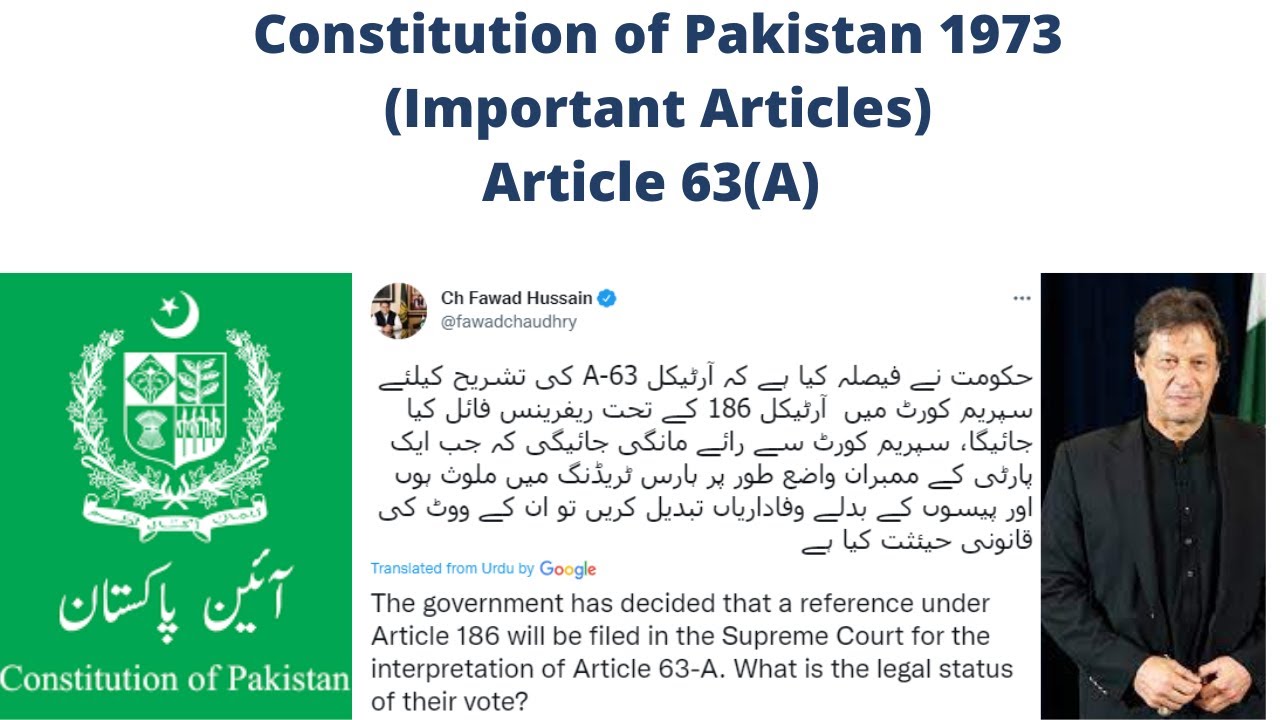 Constitution of Pakistan | Important Articles | Article 63 (A) | - YouTube