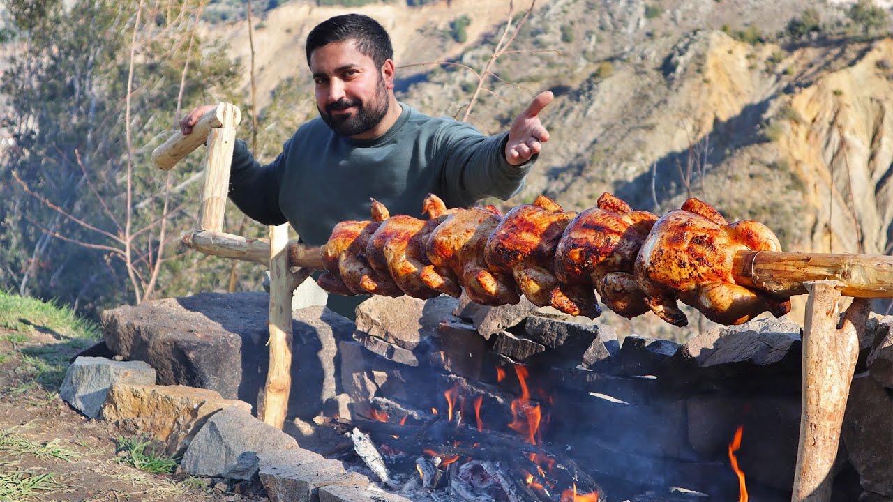 Juicy Grilled Chicken On A Spit / How To Cook a Whole Chicken - YouTube