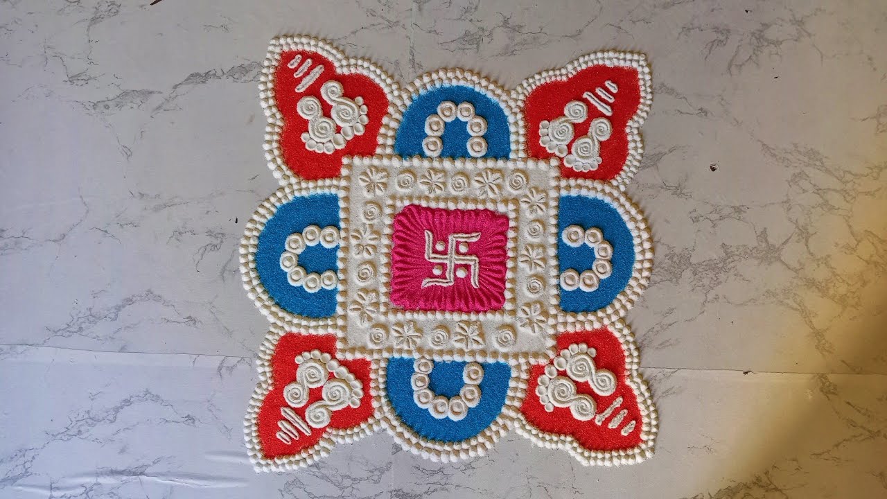 Makar Sankranti Special Rangoli || Swastik Rangoli || Lakshmi Feet ...