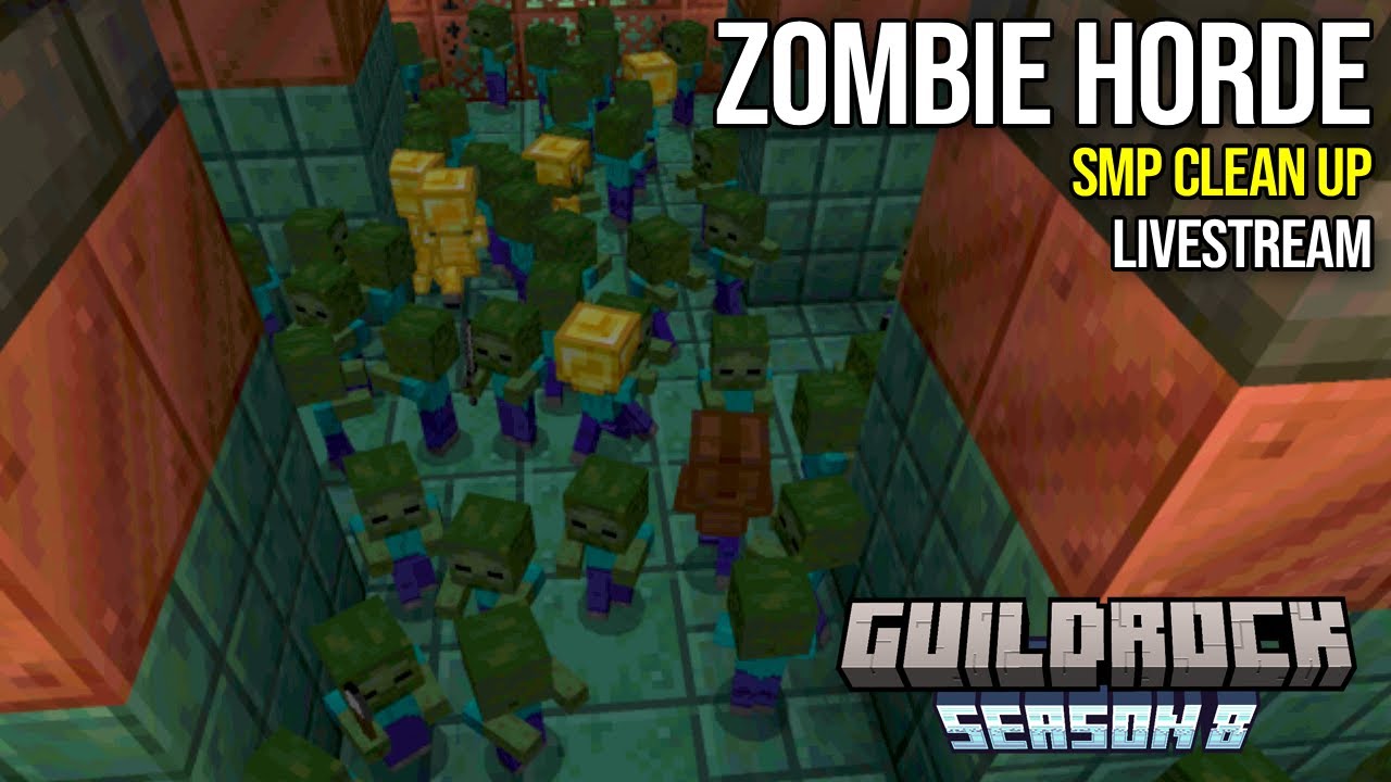 Clearing a Zombie Horde on Minecraft GuildRock SMP - YouTube