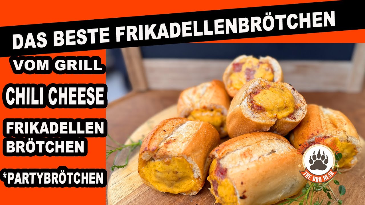Chili Cheese Frikadellen Brötchen vom Grill - Partybrötchen | The BBQ ...