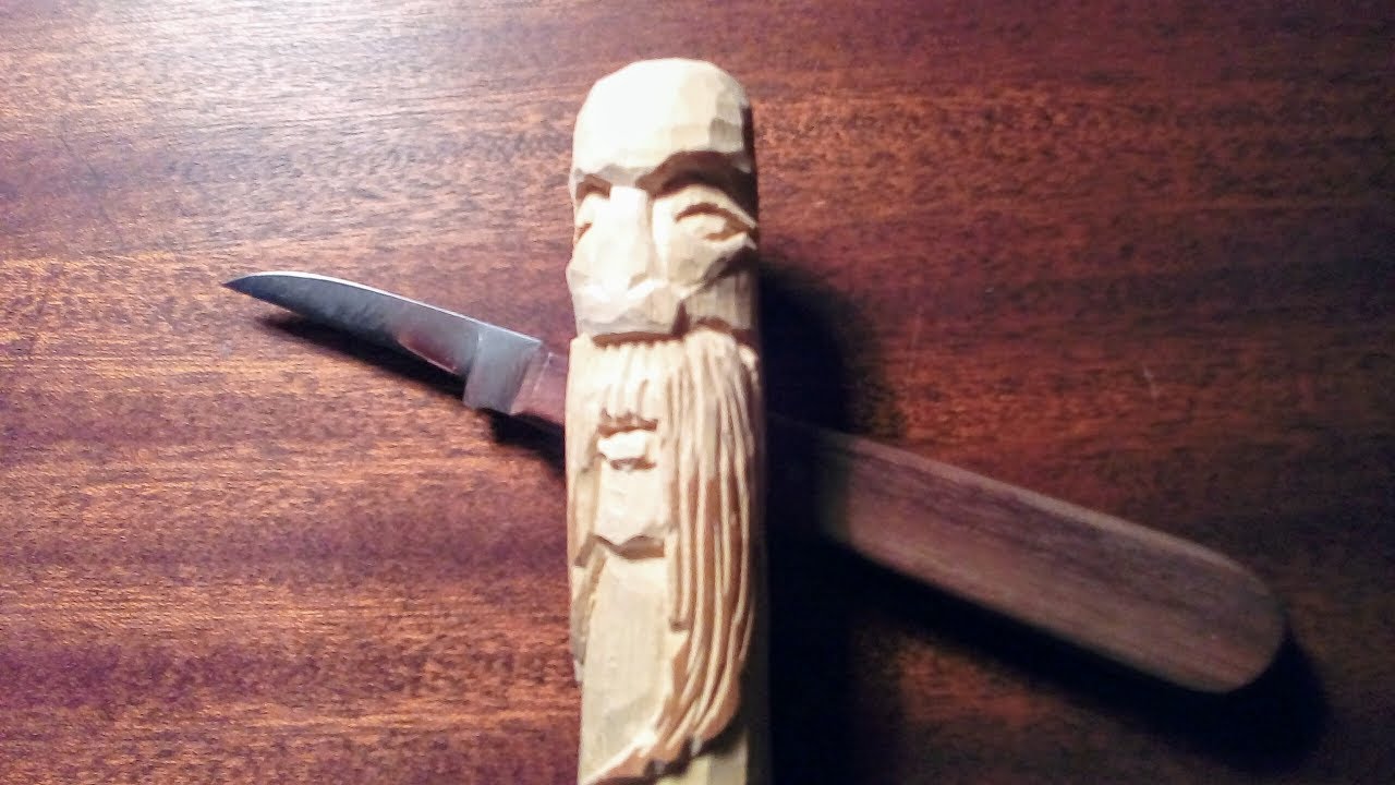 Whittling a Wood Spirit practice stick part 2 ( carving doodle ) - YouTube