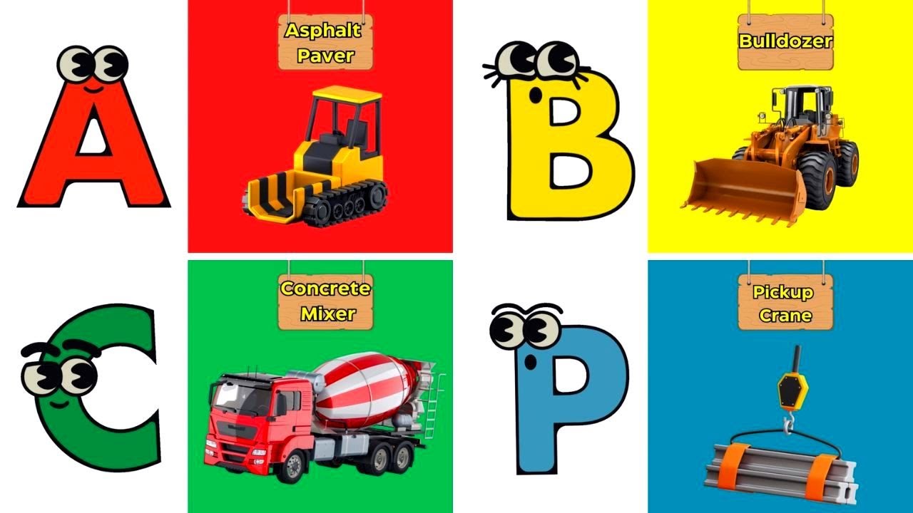 Alphabet ABC Construction Vehicles Song | Learn A to Z Construction ...